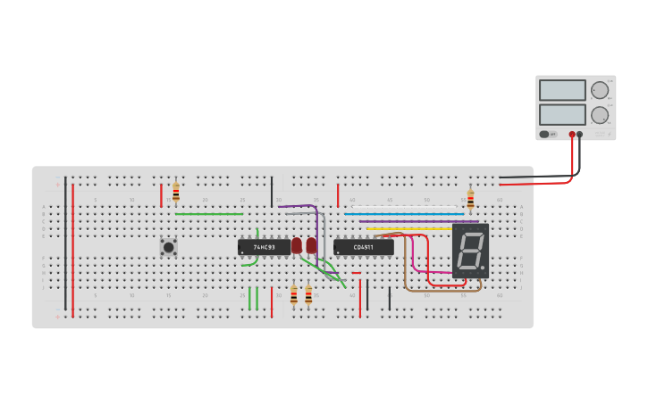 Circuit design Contador de 0 a 9 | Tinkercad Circuit design Contador de 0 a 9 | Tinkercad