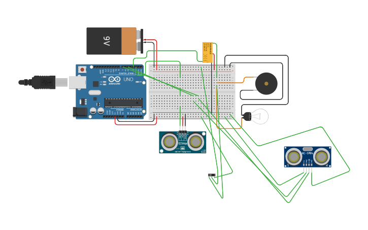 Circuit design jail application using proximity sensor, bulb, buzzer ...