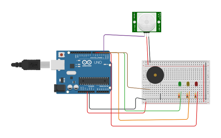 Circuit design alarma de seguridad | Tinkercad