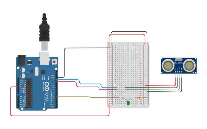 Circuit design Sensor Ultrasónico Equipo#1 | Tinkercad