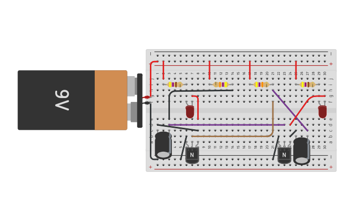 Circuit design Flashing LED Two Transistor Circuit | Tinkercad