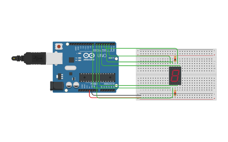 Circuit design 7 segment display | Tinkercad