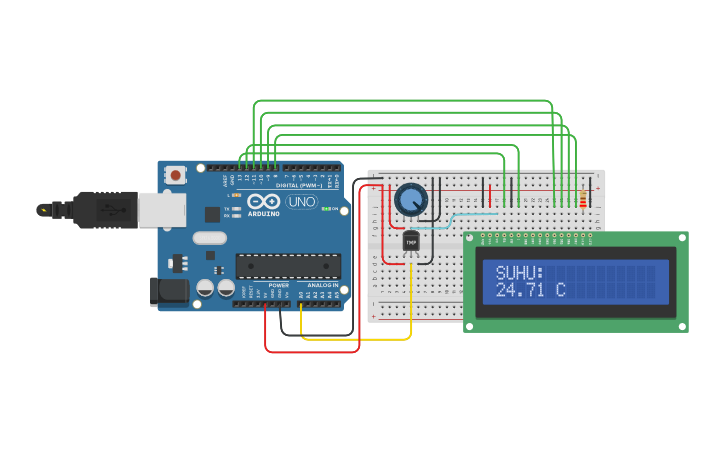 Circuit Design Tugas 9 Sensor Suhu Dan Lcd Tinkercad