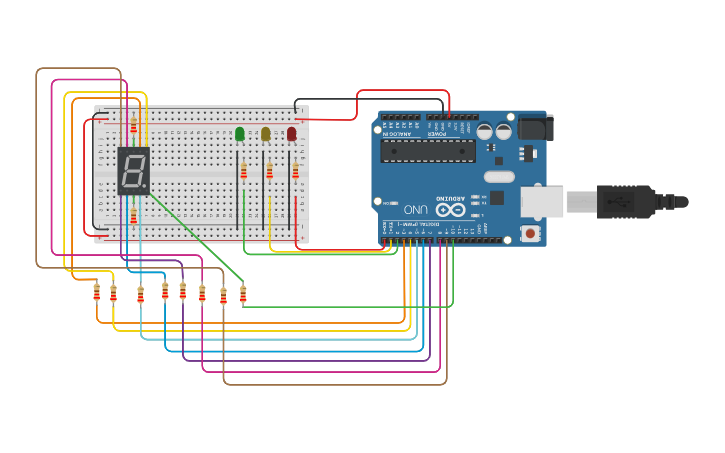 Circuit design Copy of Atividade Semáforo com um display de 7 segmentos ...