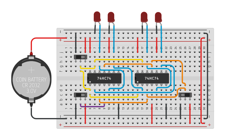 Circuit design Ring Counter | Tinkercad