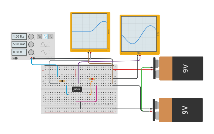 Circuit design Amplificador inversor | Tinkercad