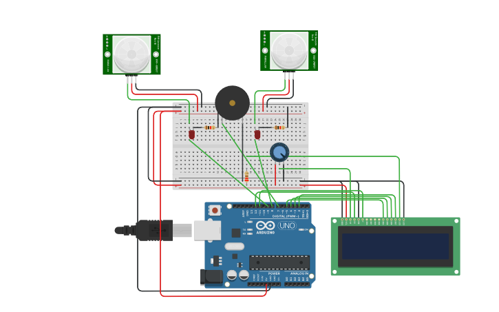 Circuit Design Bidirectional Visitor Counter Arduino Tinkercad