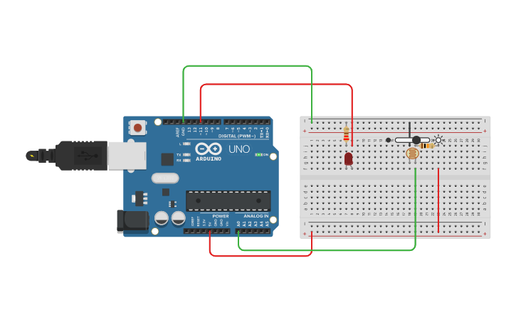 Circuit design LDR | Tinkercad
