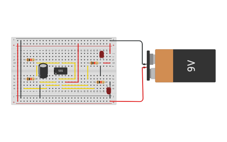 Circuit design Semaforo con 555 | Tinkercad