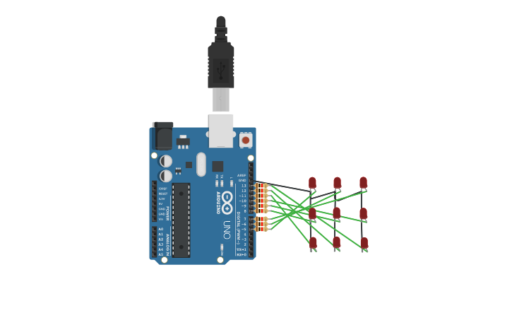 Circuit design Name_12X_ 3x3 LED Matrix | Tinkercad