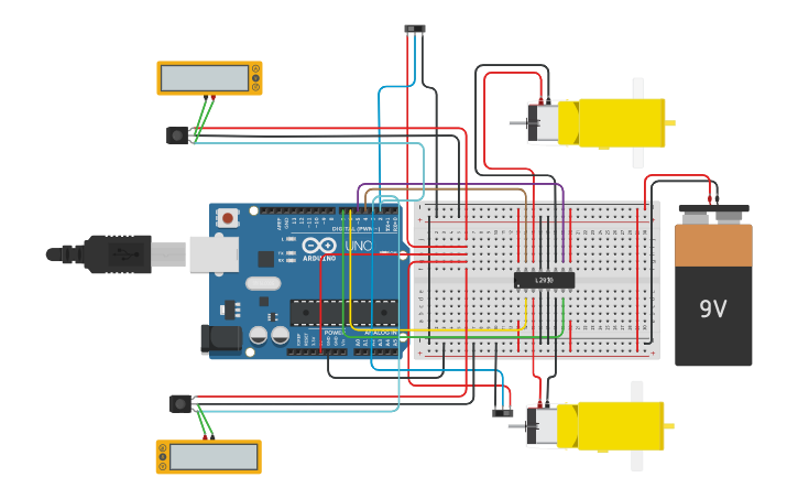 Circuit Design Line Follower Robot Tinkercad