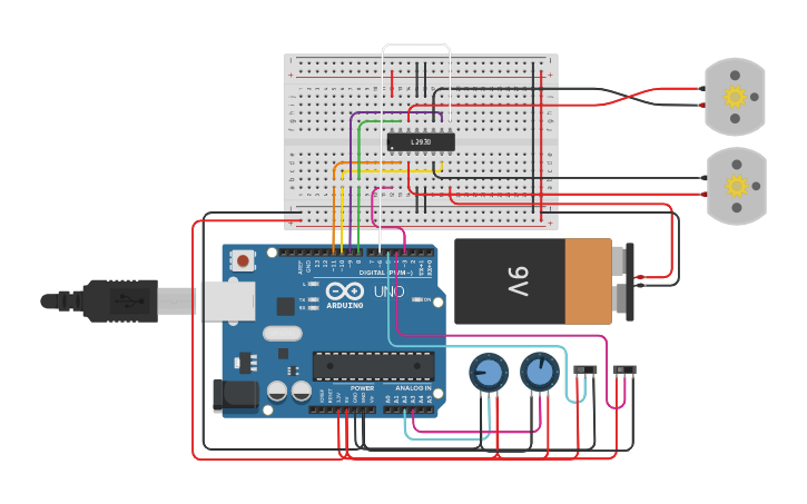 Circuit Design L293d Motor Speed And Direction Control Tinkercad