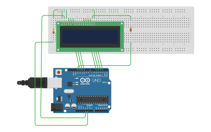 Circuit Design Arduino Lcd 16x2 Display Test Tinkercad