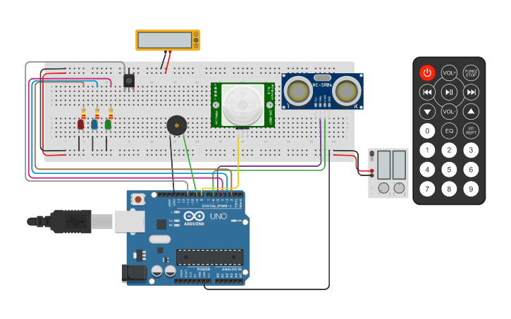 Circuit design Actividad 3_Sensores | Tinkercad