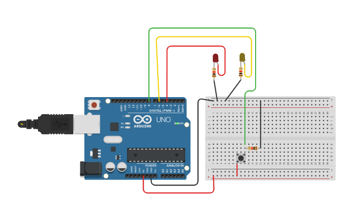 Circuit design pushbutton_jeda | Tinkercad