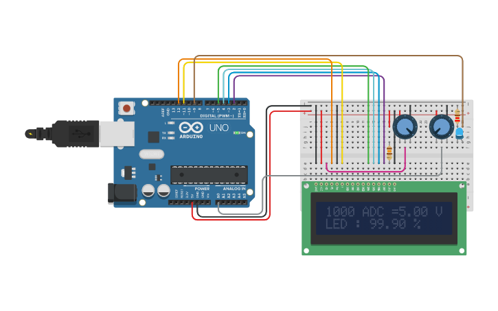 Circuit design LCD (LiquidCrystal.h) | Tinkercad