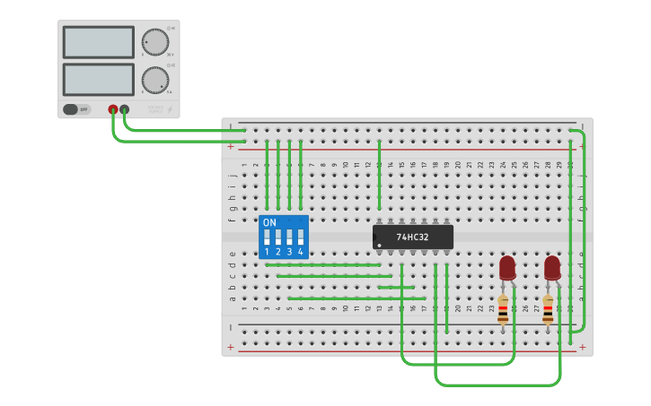 Circuit design 4-to-2 Binary Encoder | Tinkercad