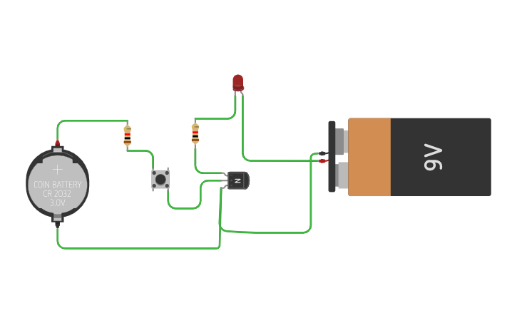 Circuit Design Led Connection With Pushbutton Transistor 3v And 9v Battery Tinkercad