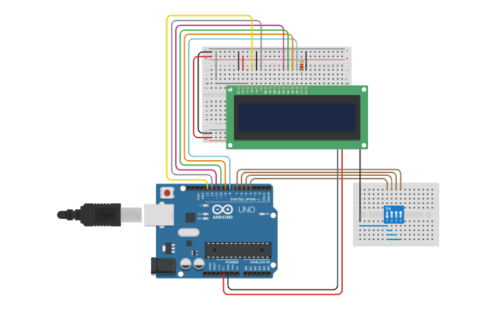 Circuit design LCD Water Level Indicator | Tinkercad Circuit design LCD Water Level Indicator | Tinkercad