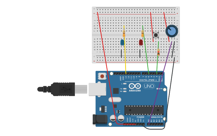 Circuit design Piloter deux leds selon un mode physique (Bouton ...