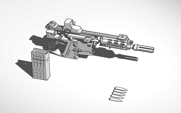 3D design Hand gun outline turned into sub machine gun | Tinkercad