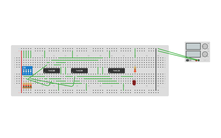 Circuit design Circuit for the Boolean =A'B'+A'D+B'D+C | Tinkercad Circuit design Circuit for the Boolean =A'B'+A'D+B'D+C | Tinkercad