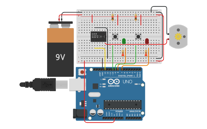 Circuit design MOTOR RELE | Tinkercad