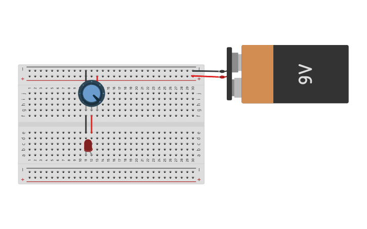 Circuit design Potentiometer with LED | Tinkercad
