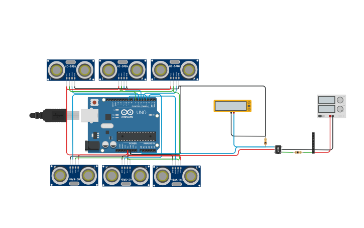 Circuit Design Multiple Ultrasonic Sensors With Arduino Tinkercad