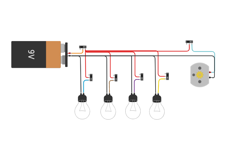 Circuit design circuito de 4 bombillas | Tinkercad