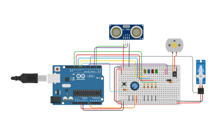 Circuit design Banda transportadora | Tinkercad