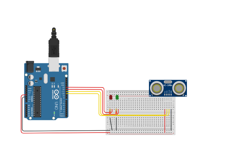 Circuit design Sensor de aparcamiento | Tinkercad