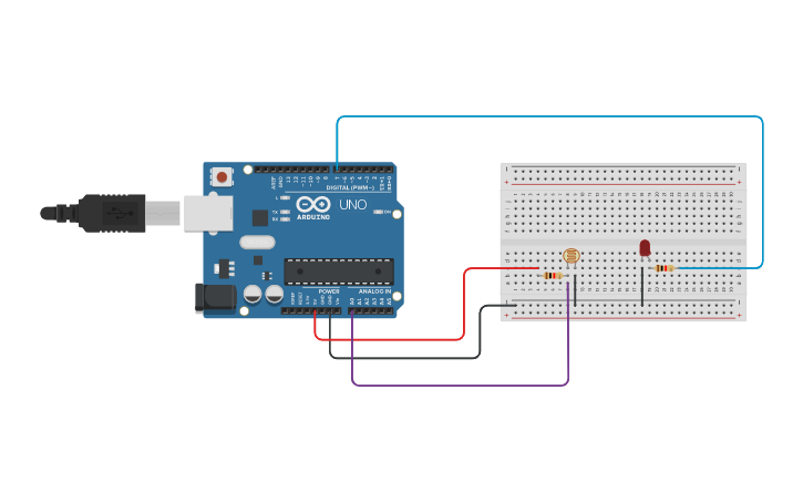 Circuit Design Automatic Street Lightnight Lamp Using Ldr Tinkercad