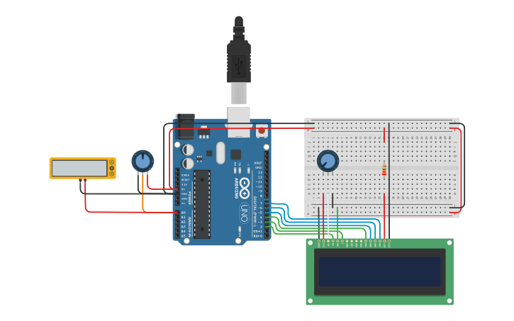Circuit design Voltmetro lcd | Tinkercad