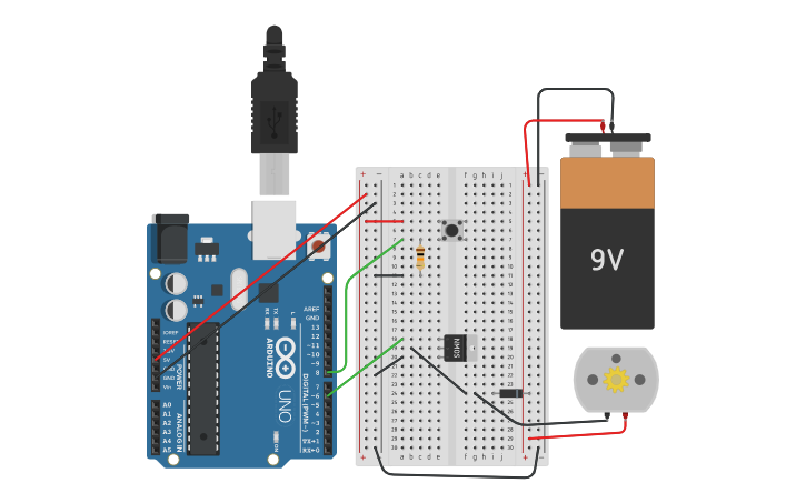 Circuit design DC motor (solution) | Tinkercad