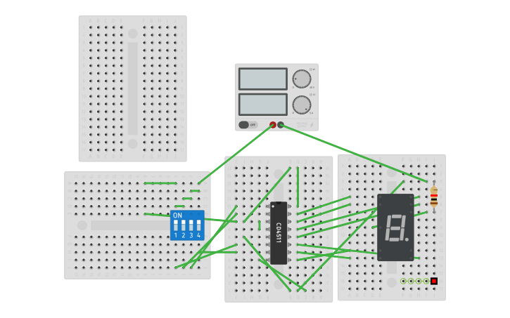 Circuit Design Decoder Bcd To 7 Segment Display 7 Segment Tinkercad