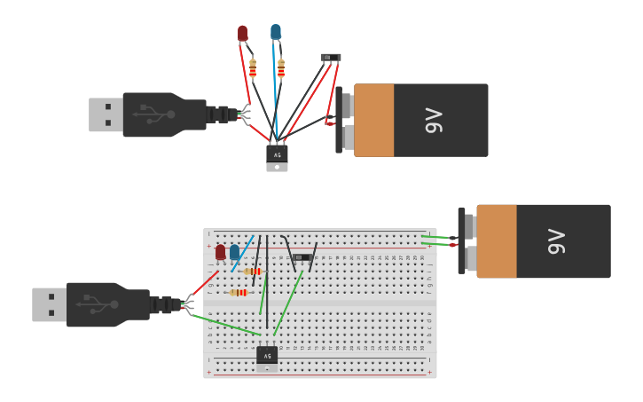 Circuit design 5V USB DC 1.5A USB Power supply | Tinkercad