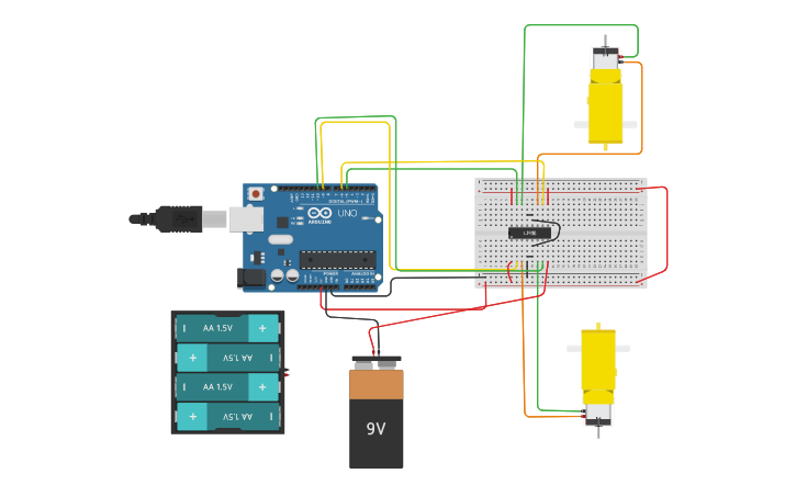 Circuit Design Arduino 2 Motores Tinkercad