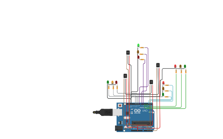 Circuit design feu tricolore | Tinkercad