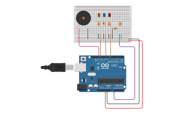 Circuit Design Bocina Y Fotosensor Tinkercad