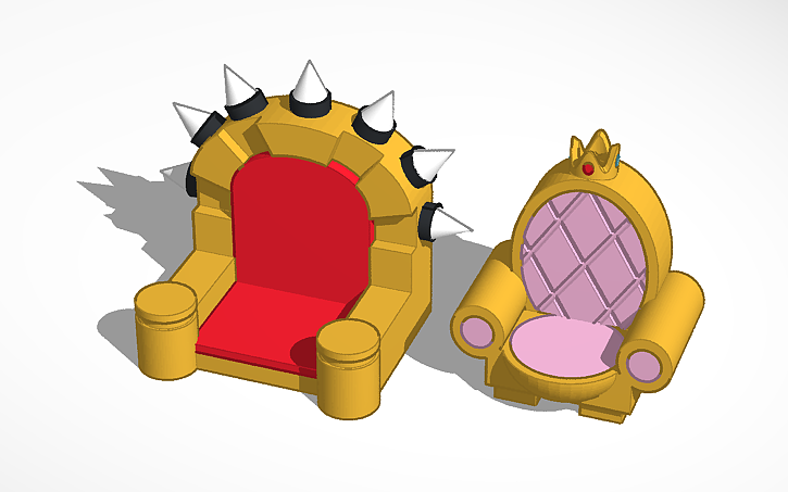 3D design peach and bowser thrones | Tinkercad