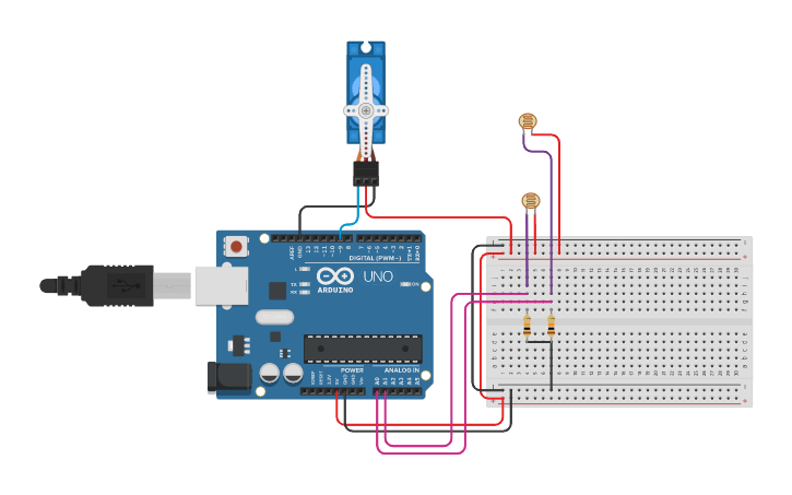 Circuit design Single axis Solar Tracker | Tinkercad
