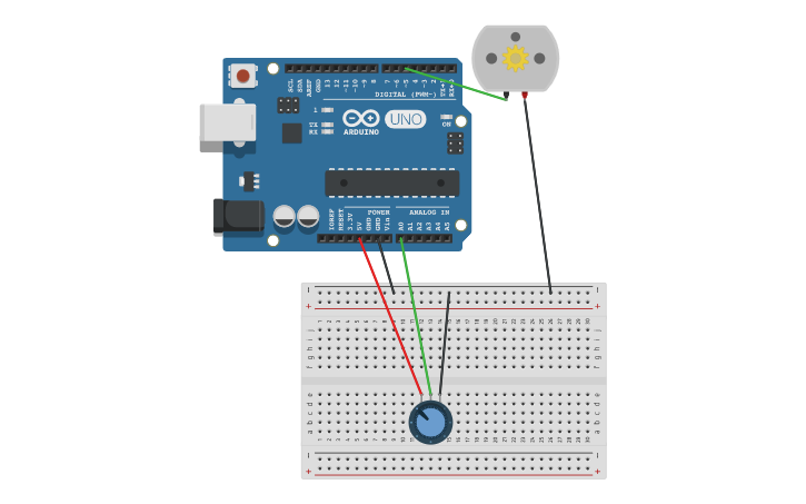 Circuit Design Dc Motor Led And Potentiometer Togethe