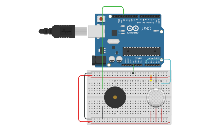 Circuit design DETECTOR DE HUMOS | Tinkercad