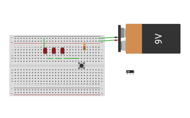 Circuit design Encendido de un led con Batería y botón | Tinkercad Circuit design Encendido de un led con Batería y botón | Tinkercad