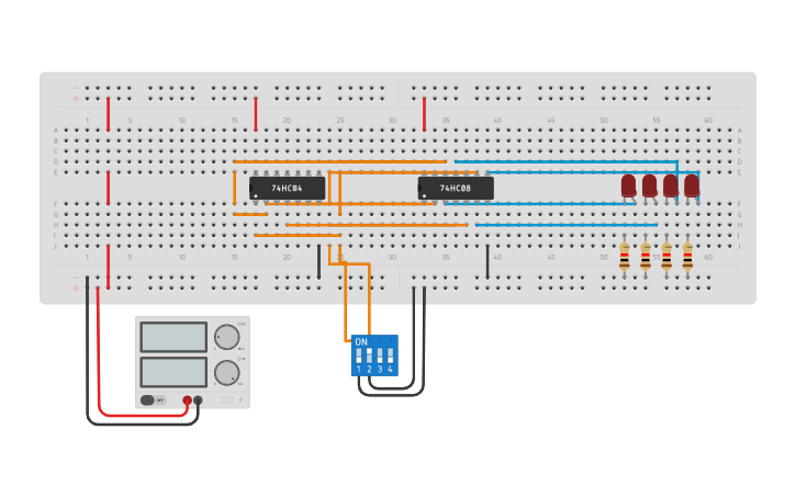 Circuit design 2x4 Encoder | Tinkercad
