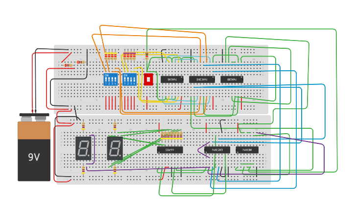 Circuit design Bcd Adder & Subtractor | Tinkercad