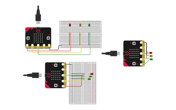 Circuit design Conexiones Microbit Semáforo | Tinkercad