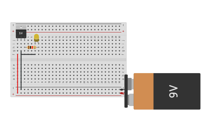Circuit design LED WITH BREADBOARD (ANODE) | Tinkercad