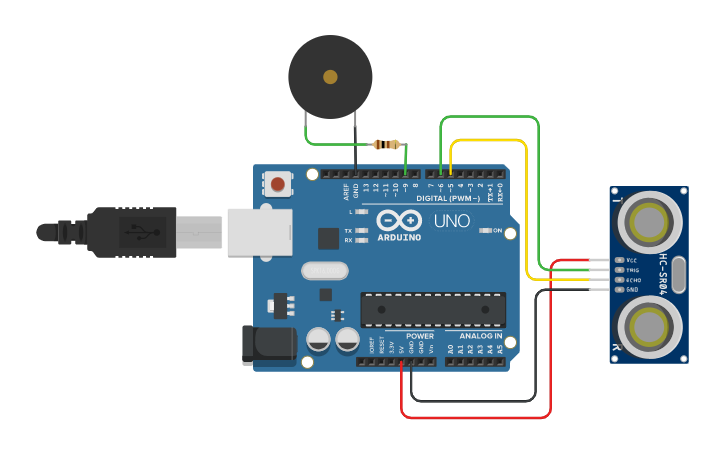 Circuit design Sensor de proximidade | Tinkercad Circuit design Sensor de proximidade | Tinkercad